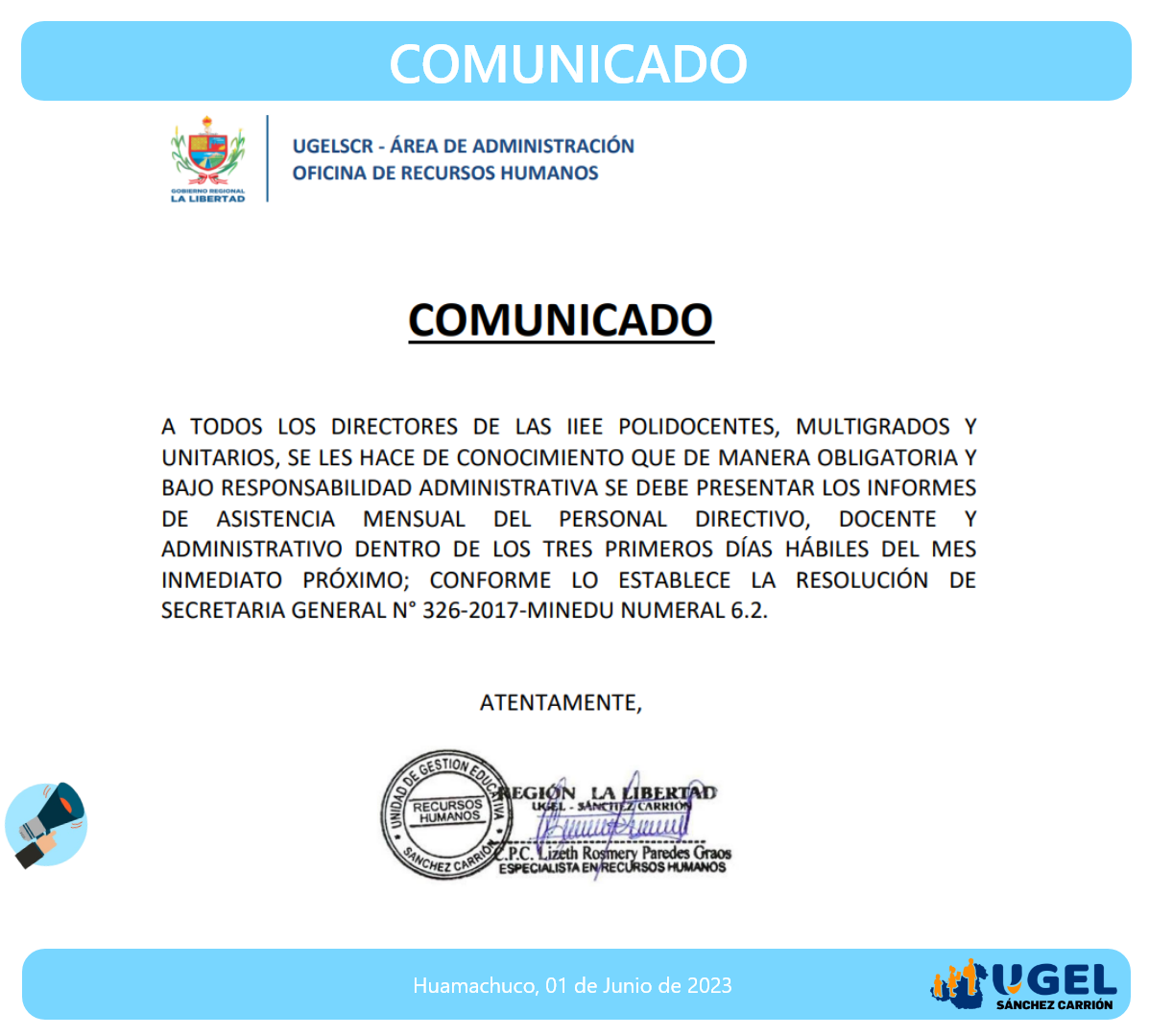 ⚠COMUNICADO PRESENTACIÓN DE INFORMES DE ASISTENCIA OBLIGATORIA - UGEL ...